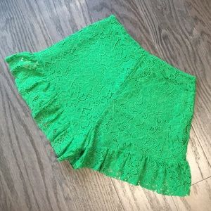 Zara | Shorts | Zara Green Lace Shorts | Poshmark